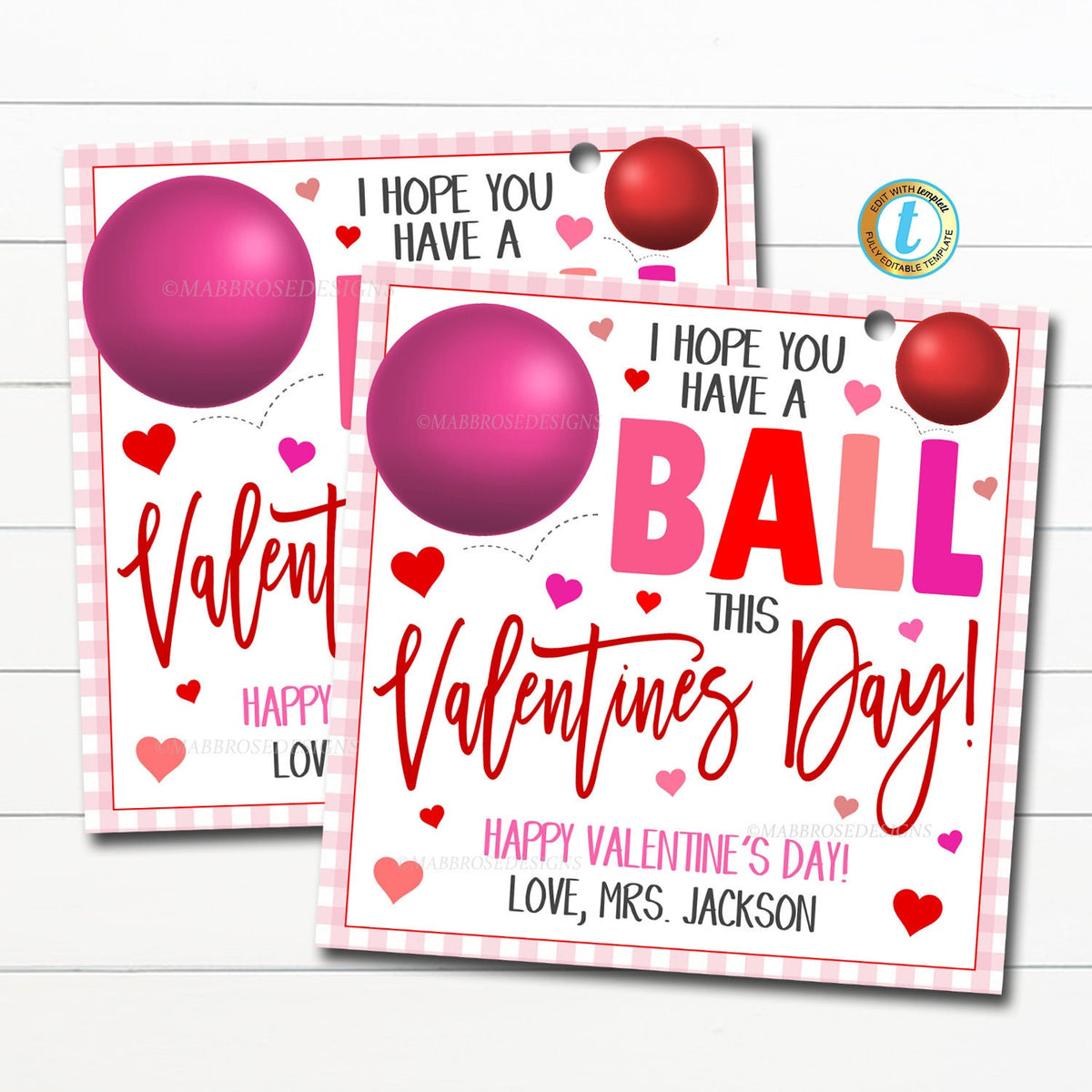 Valentine Ball Gift Tag | Hope You Have a Ball This Valentine's Day ...
