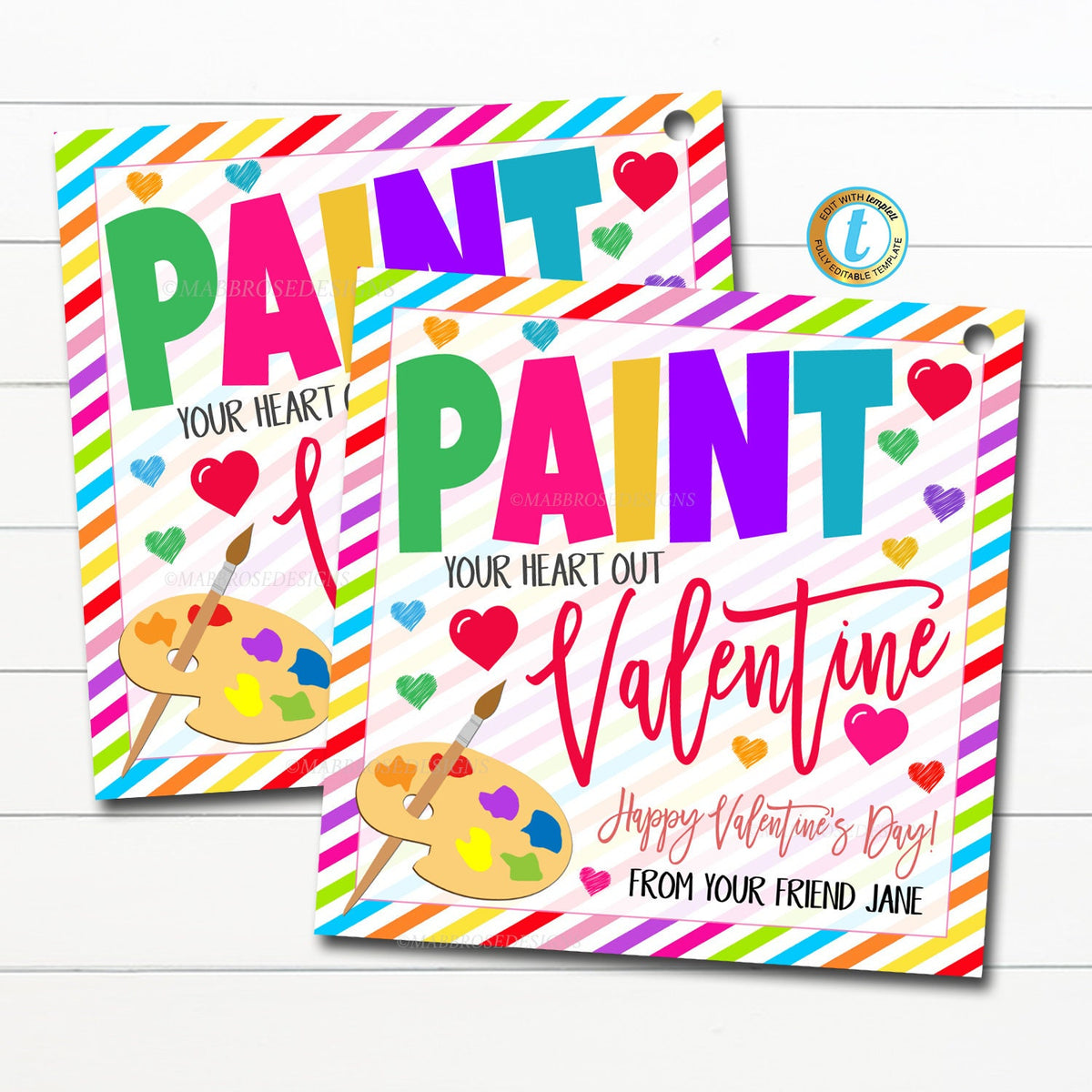 Valentine Paint Gift Tags | Color Your Heart Out Non Candy — TidyLady ...