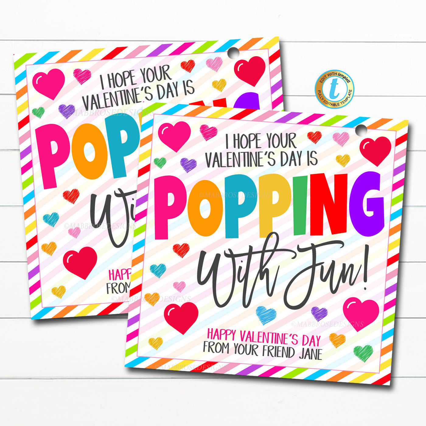 Popping with Fun Gift Tag | Pop Fidget Toy Valentine — TidyLady Printables