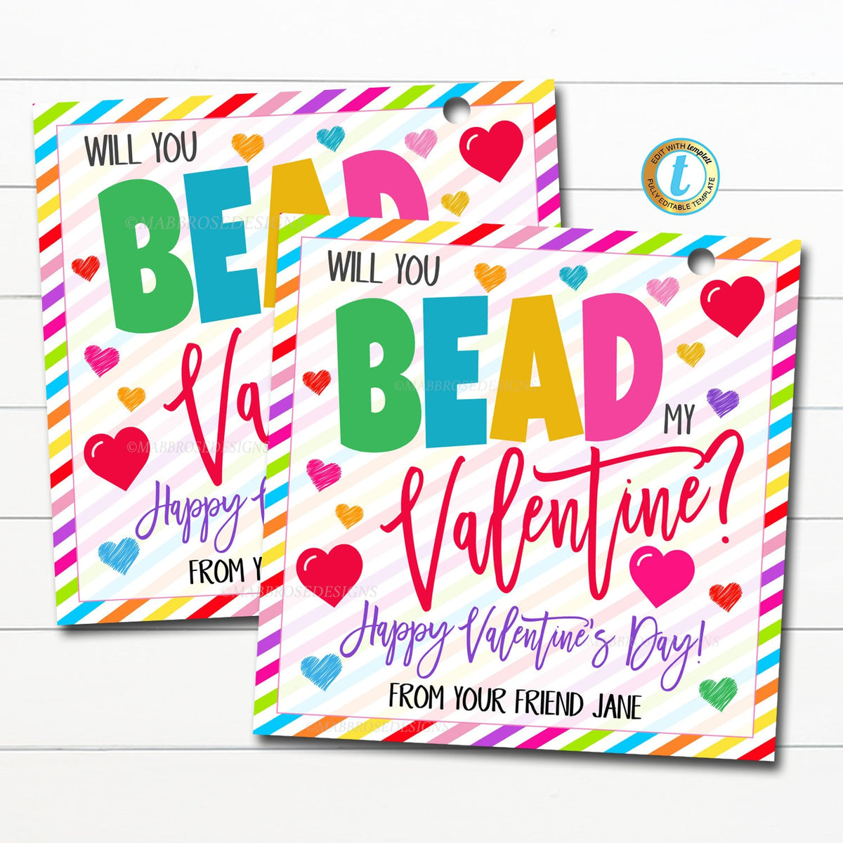 Valentine Gift Tags | Will You Bead My Valentine — TidyLady Printables