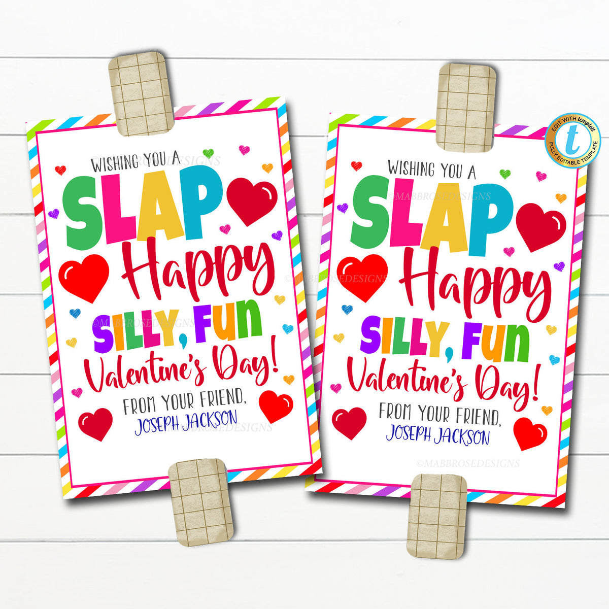 Valentine Slap Bracelet Tags | Wishing You a Slappy Happy Valentines ...