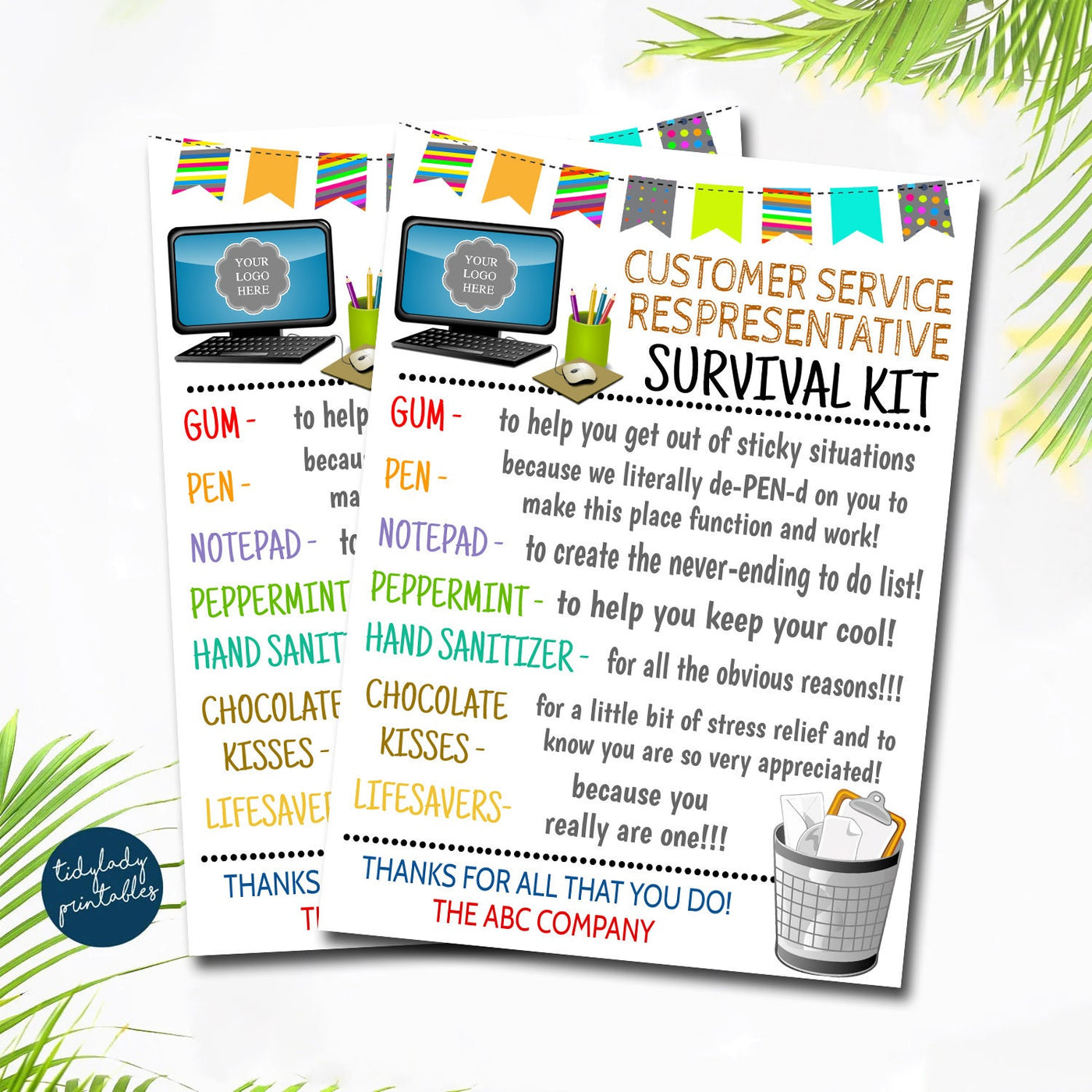 Customer Service Representative Survival Kit Gift Tags — TidyLady ...