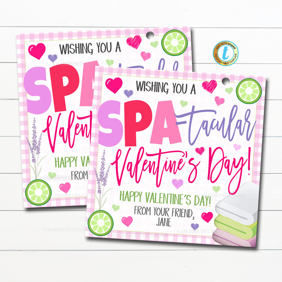 Valentine Spa Gift Tags, Girl Friend Valentines Day Spa Party ...