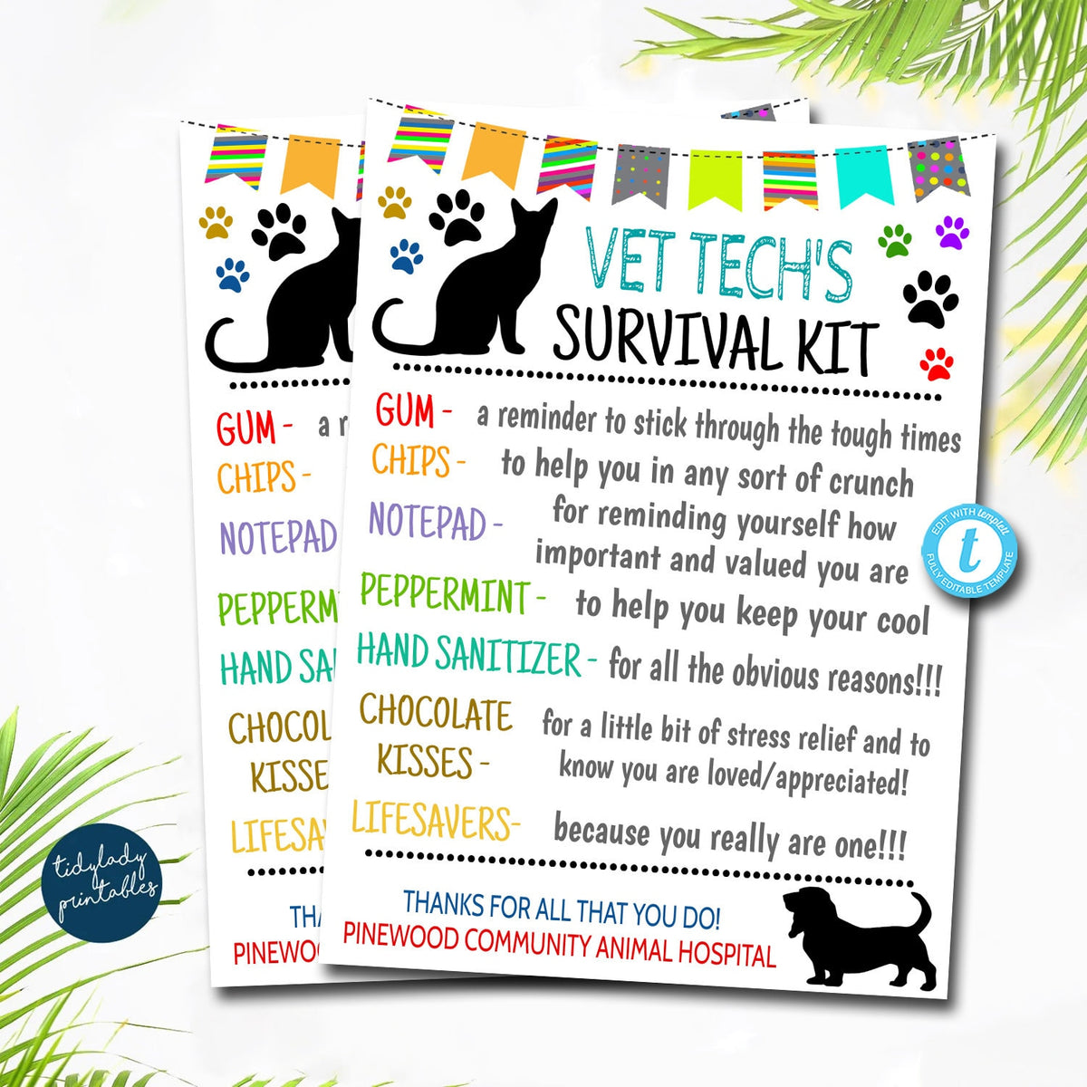 Vet Tech Survival Kit Gift Tags | TidyLady Printables