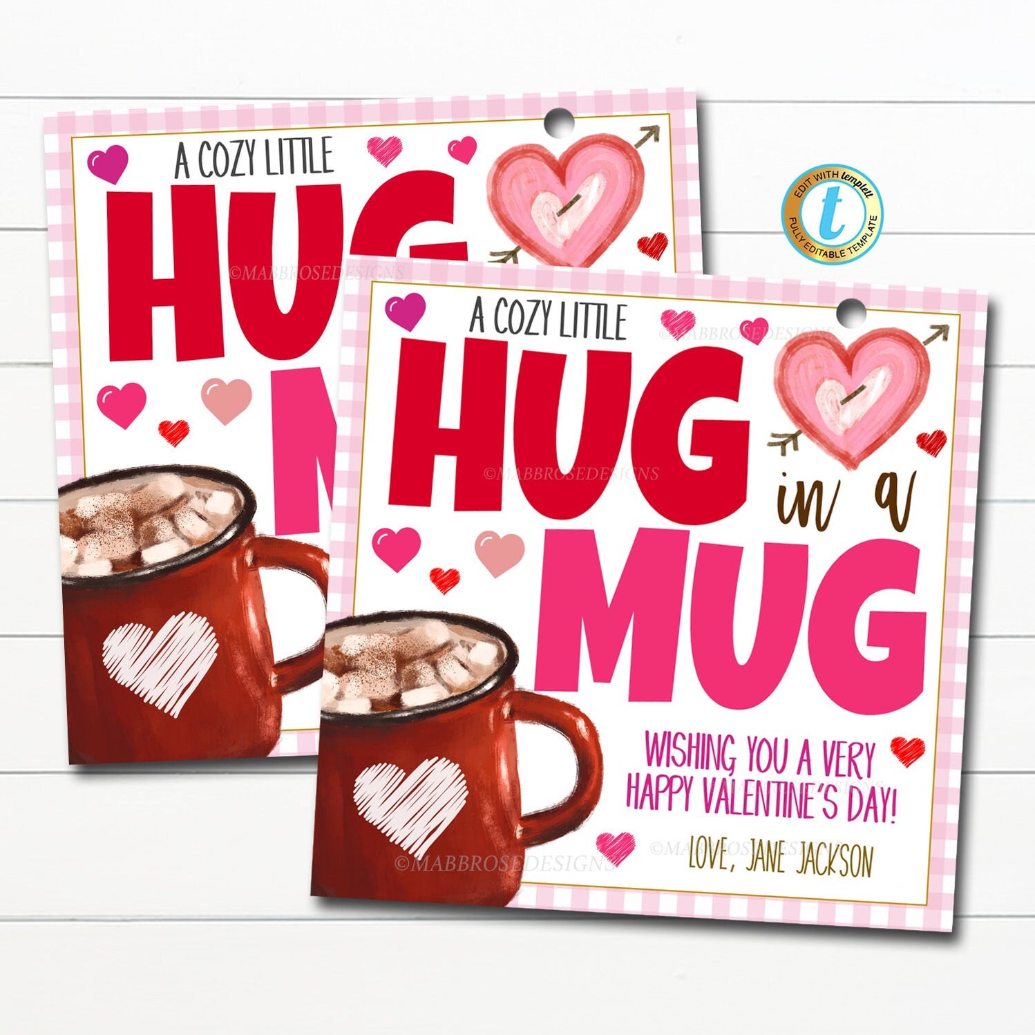 Valentine Gift Tags | Warm Hot Cocoa Hug in a Mug — TidyLady Printables