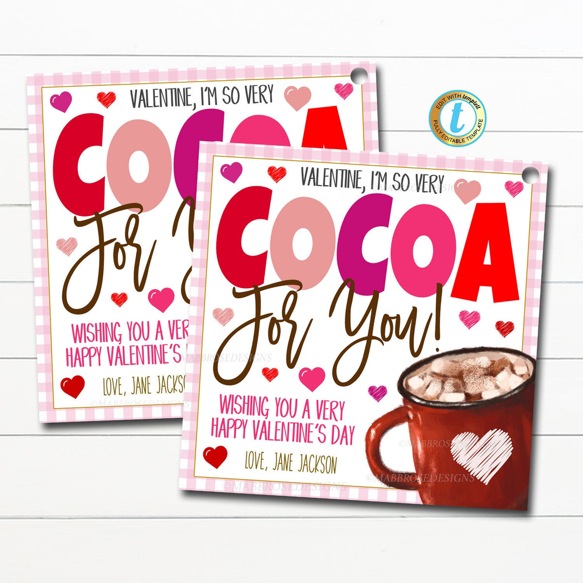 Valentine Gift Tags, Valentine Hot Chocolate Bomb Gift Tag — TidyLady ...