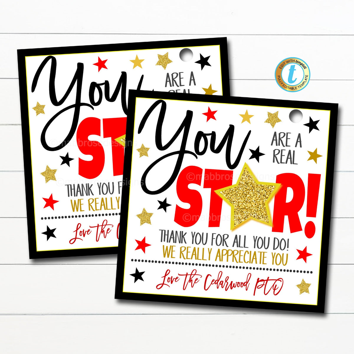Appreciation Gift Tags | You are a Star, Teacher Appreciation ...
