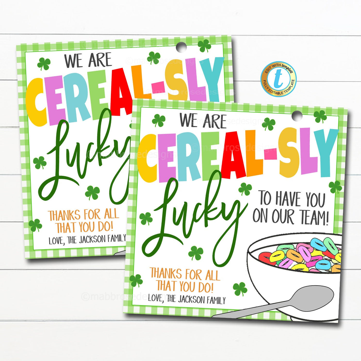 St. Patrick's Day Cereal Gift Tags | We are Cereal-sly Lucky — TidyLady ...