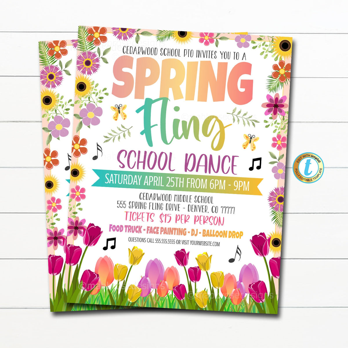 Spring Fling School Dance Flyer | Easter Party Invitation — TidyLady ...