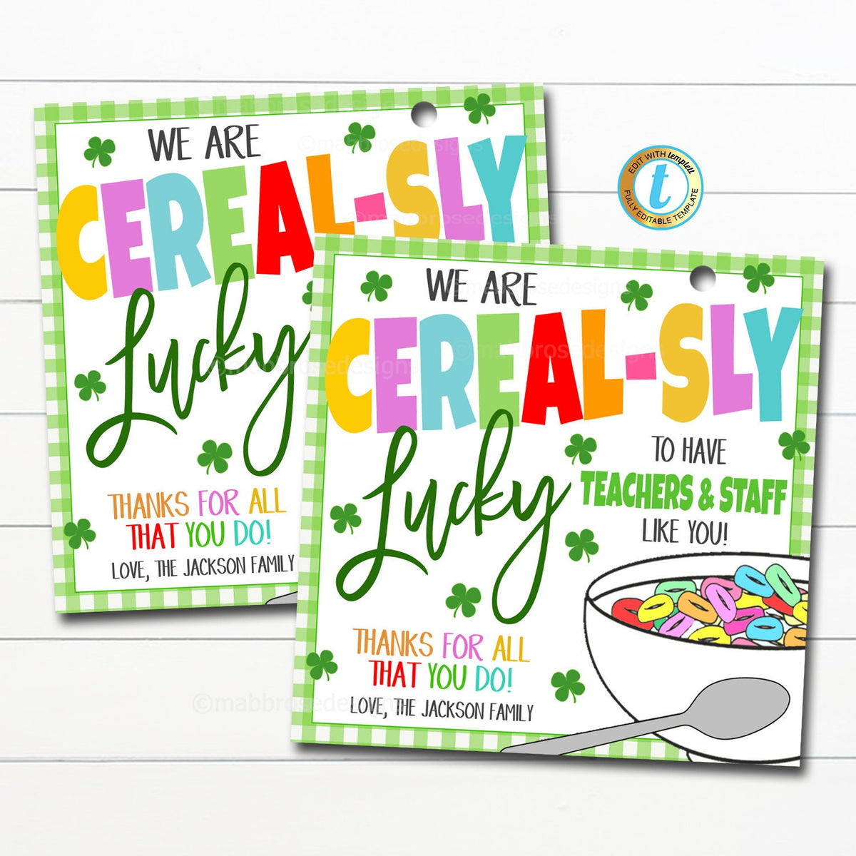 St. Patrick's Day Cereal Gift Tags | We are Cereal-sly Lucky — TidyLady ...