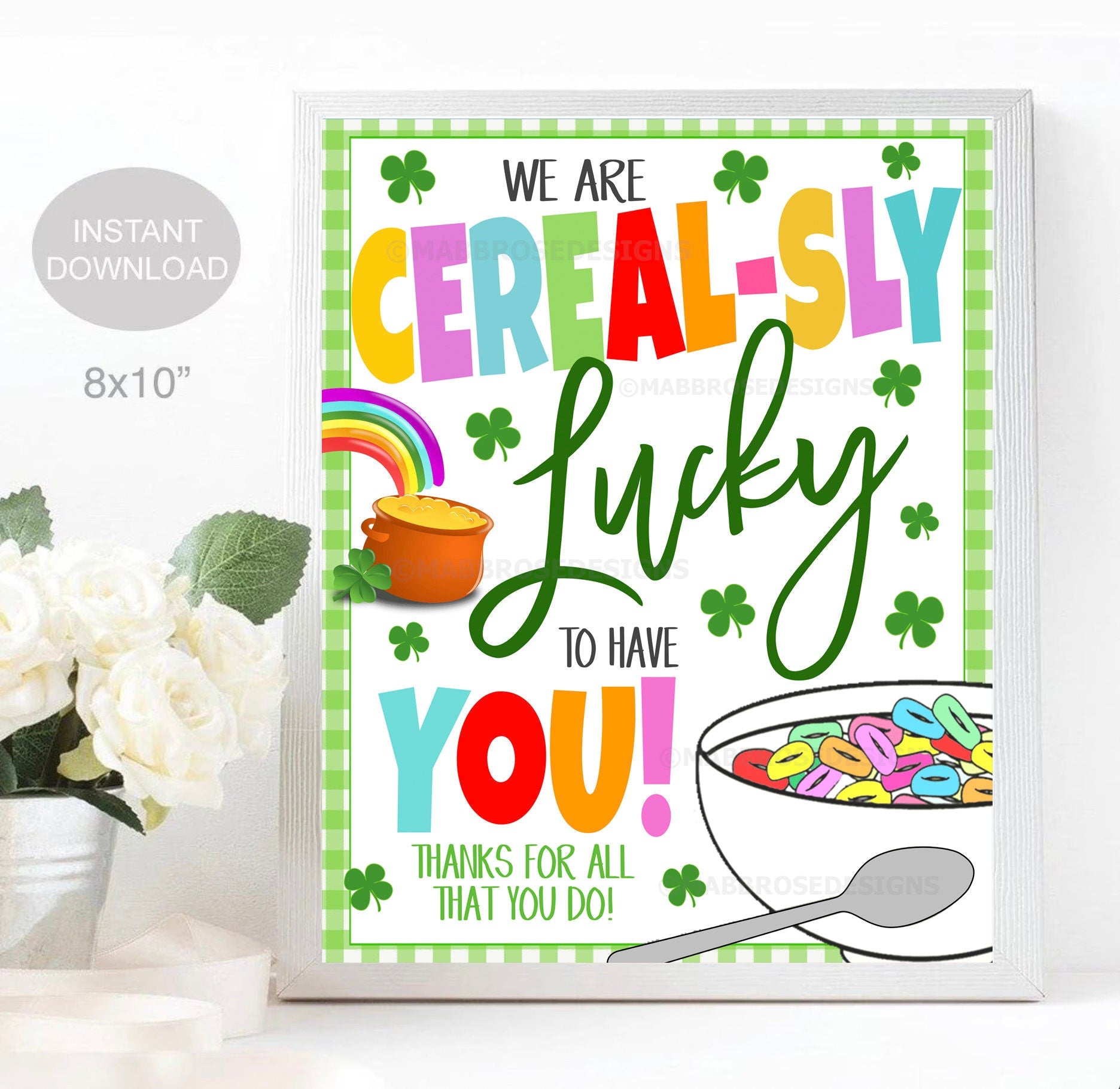 St. Patrick's Day Cereal Sign | Teacher Staff Appreciation Decor ...