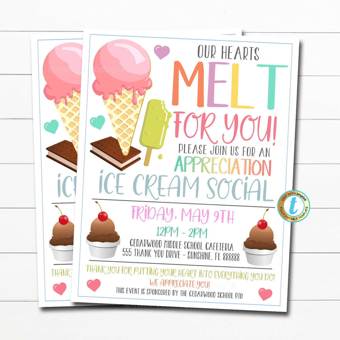 Ice Cream Social Flyer | Appreciation Week — TidyLady Printables