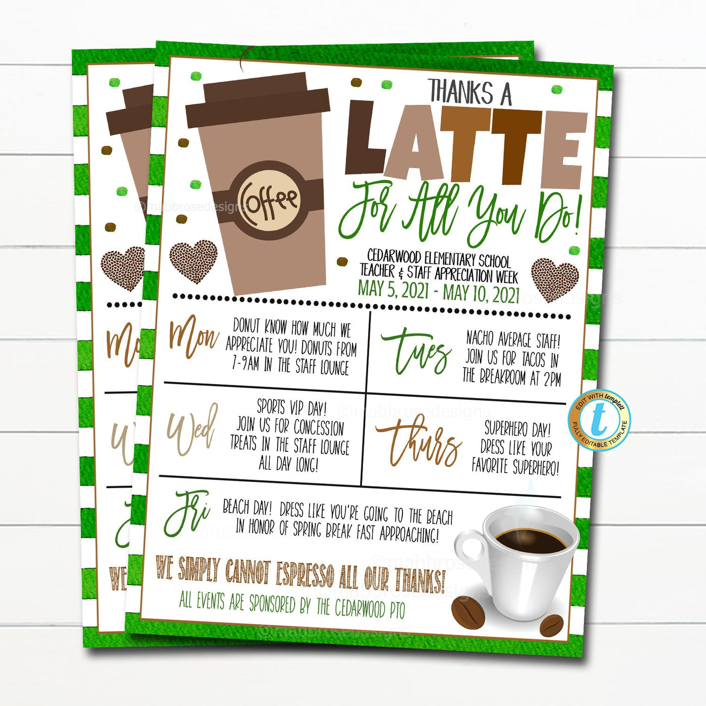 Coffee Theme Teacher Appreciation Week Itinerary | Thanks a Latte ...