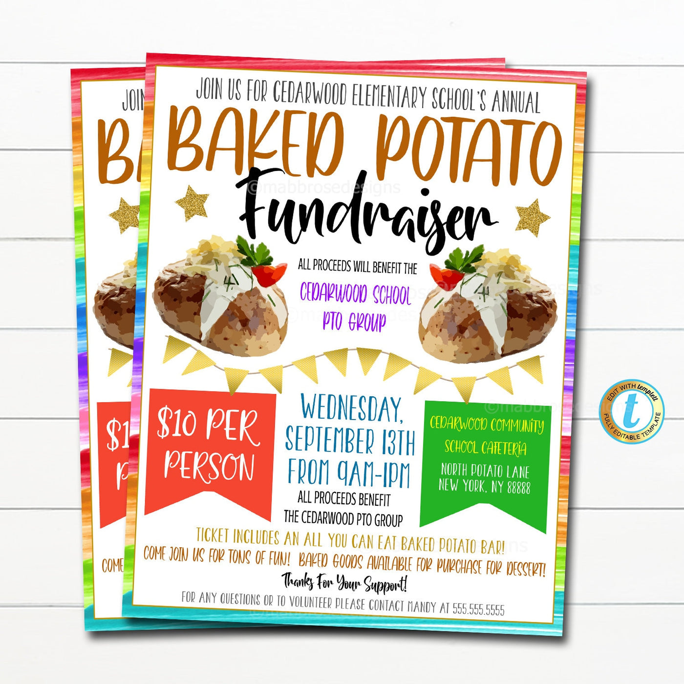 Loaded Baked Potato Fundraiser Flyer | TidyLady Printables
