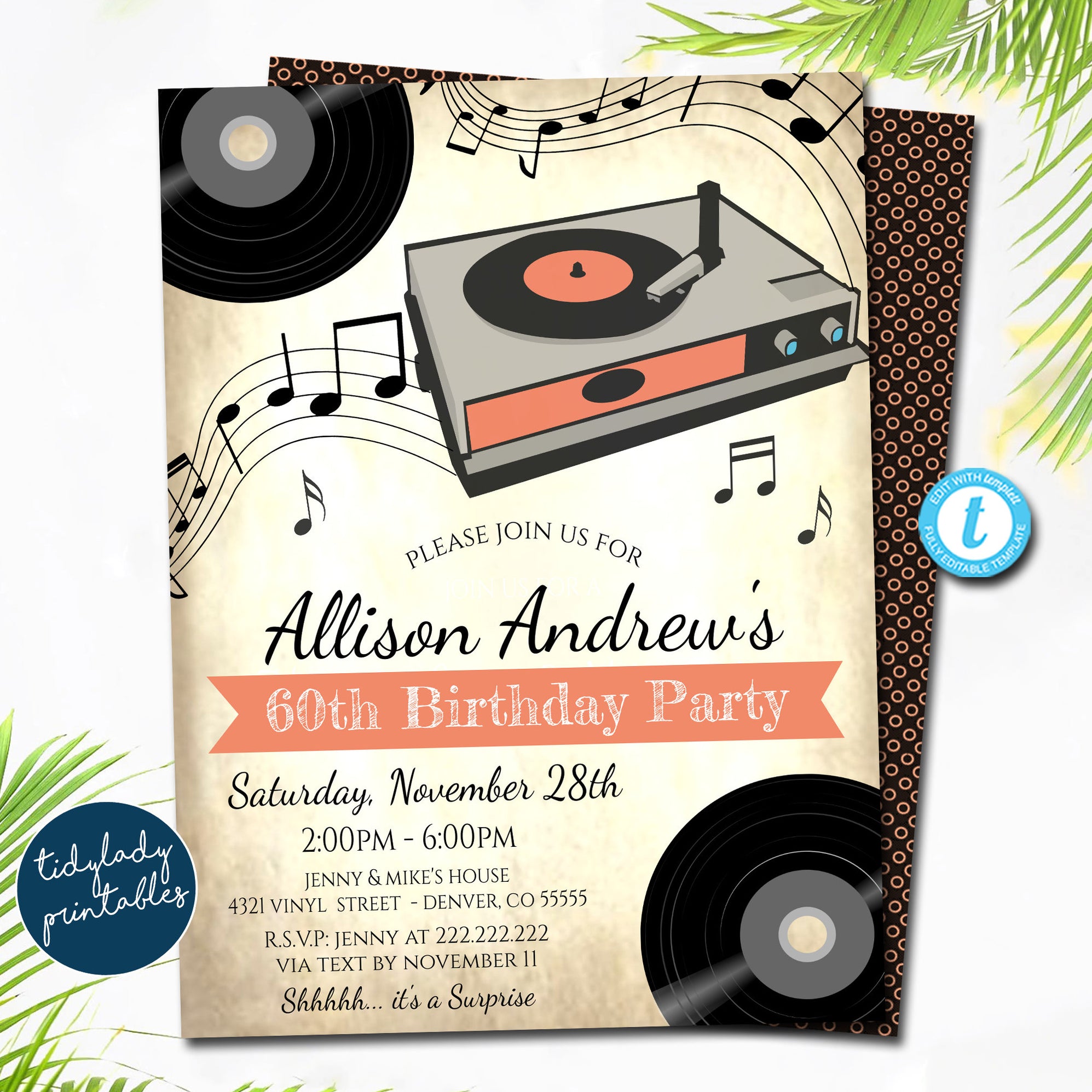 Vintage Vinyl Record Party Invitation | TidyLady Printables