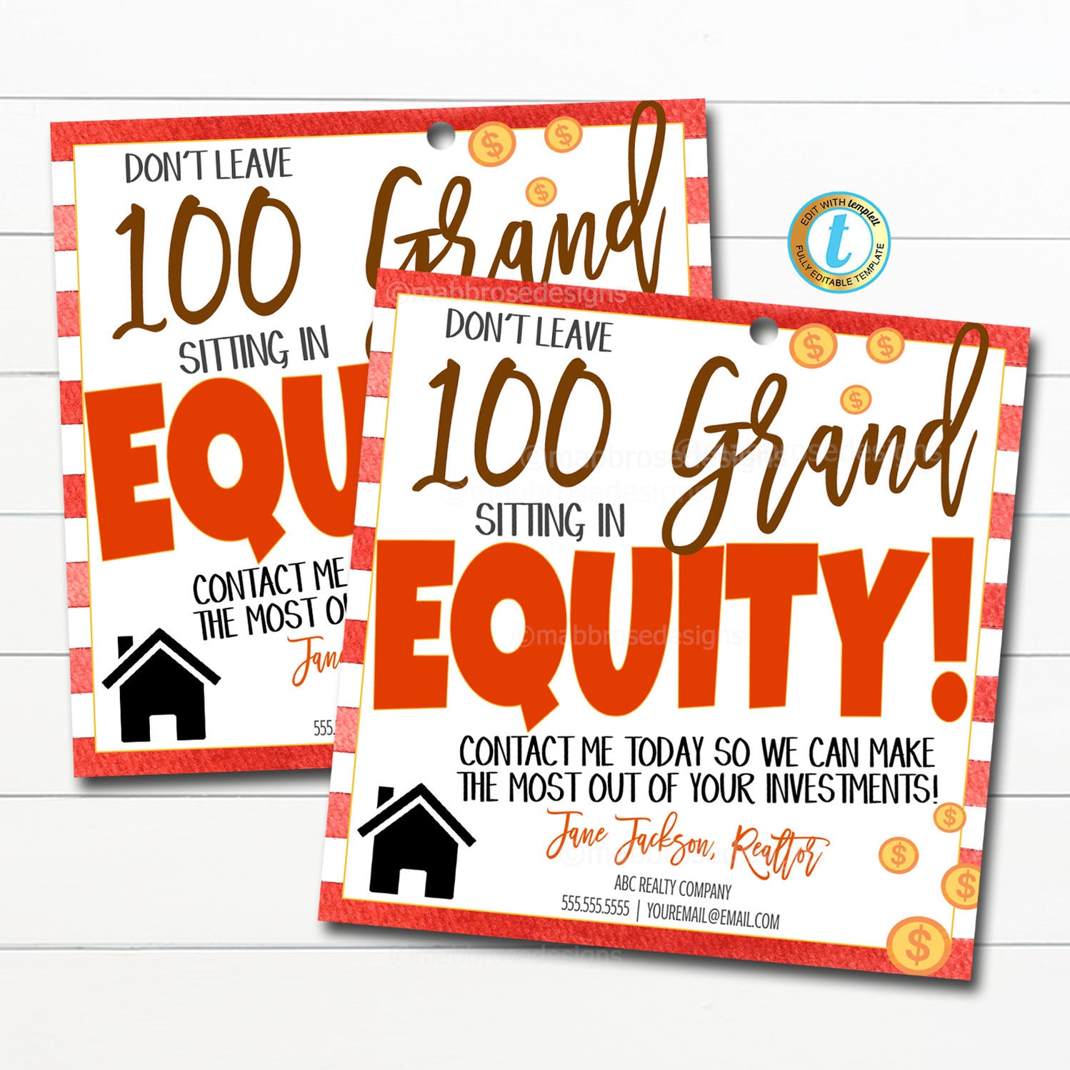 Realtor Marketing Gift Tags | Don't Leave 100 Grand in Equity ...