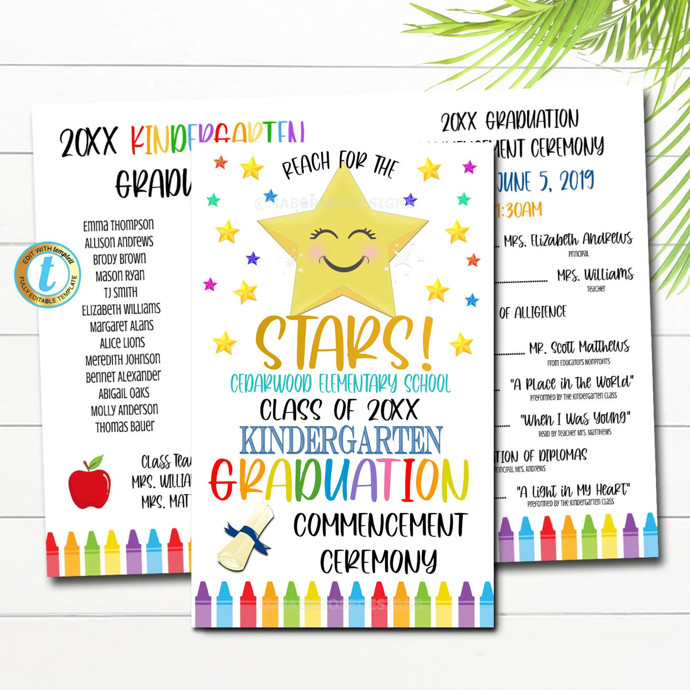 Reach for the Stars Graduation Set, Ceremony Program Diploma — TidyLady ...