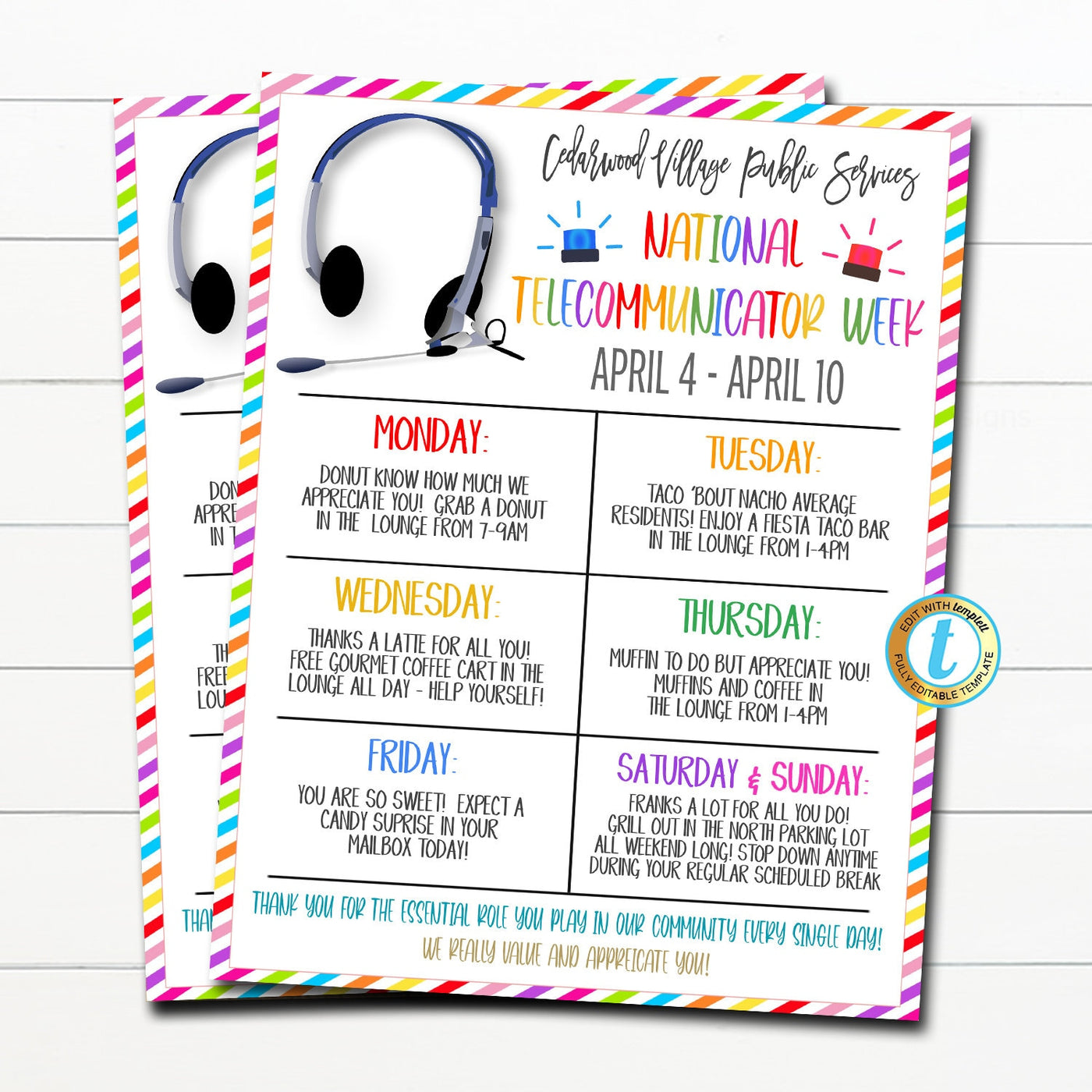 National Telecommunicators Appreciation Week Flyer Itinerary — TidyLady ...
