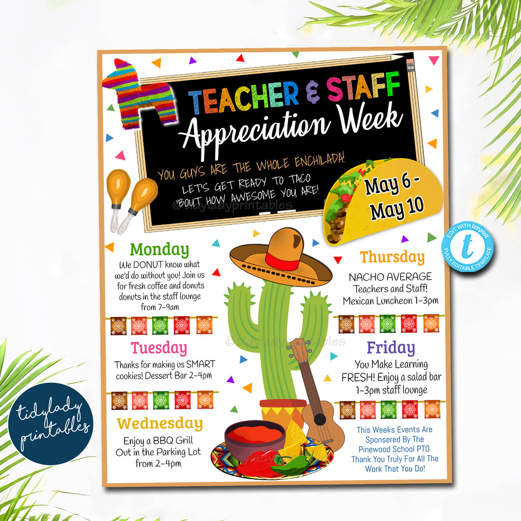 Teacher Appreciation Weekly Itineraries | TidyLady Printables — Page 4