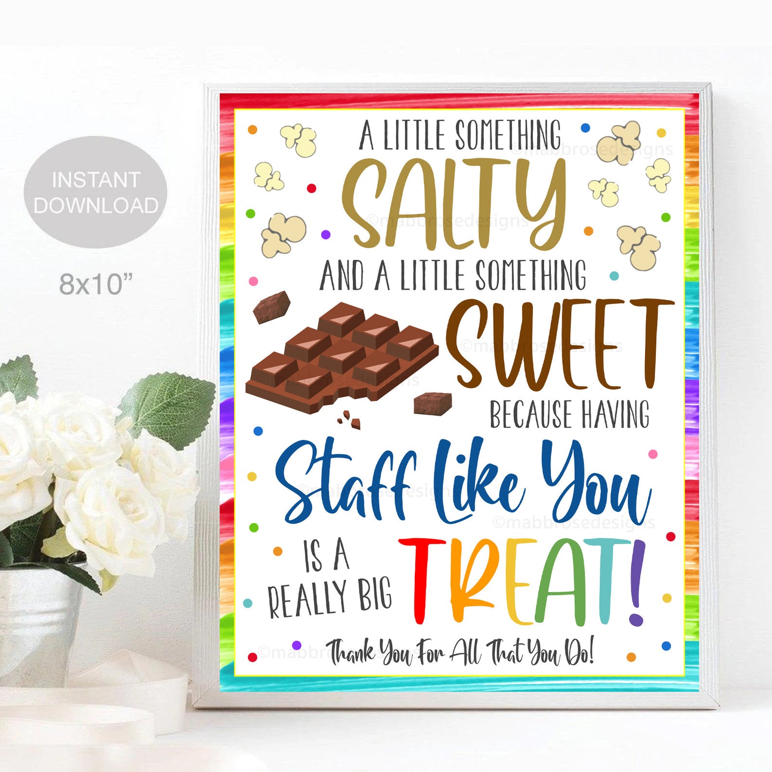 Appreciation Sign Decor, Chocolate Popcorn Candy Printable Sign ...