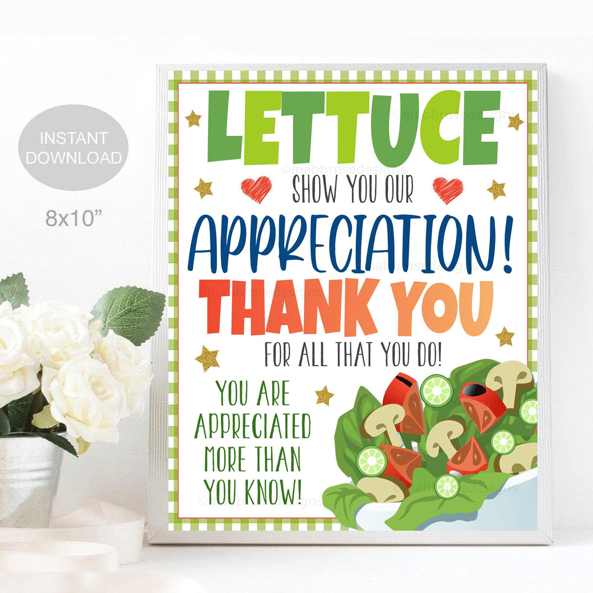 Salad Bar Appreciation Sign, Staff Lunch Room Salad Bar Sign — TidyLady ...