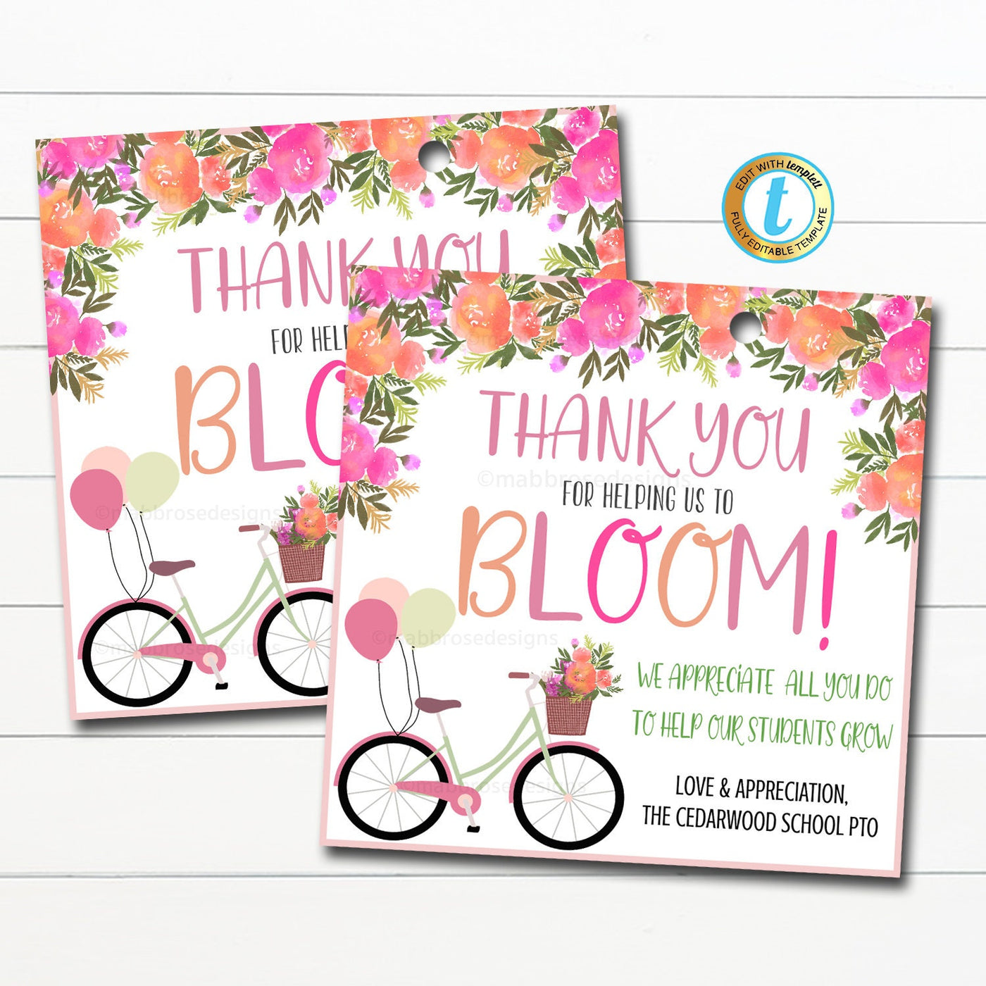Teacher Appreciation Week Gift Tag | Floral Gift Tag — TidyLady Printables
