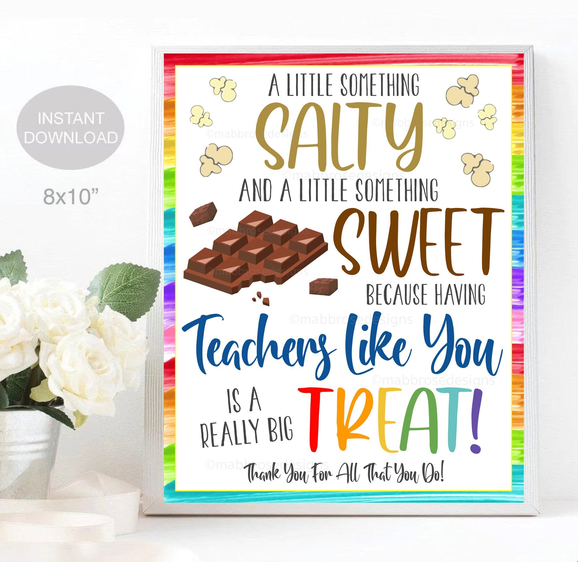 Teacher Appreciation Sign, Teacher Classroom Gift Sign — TidyLady ...