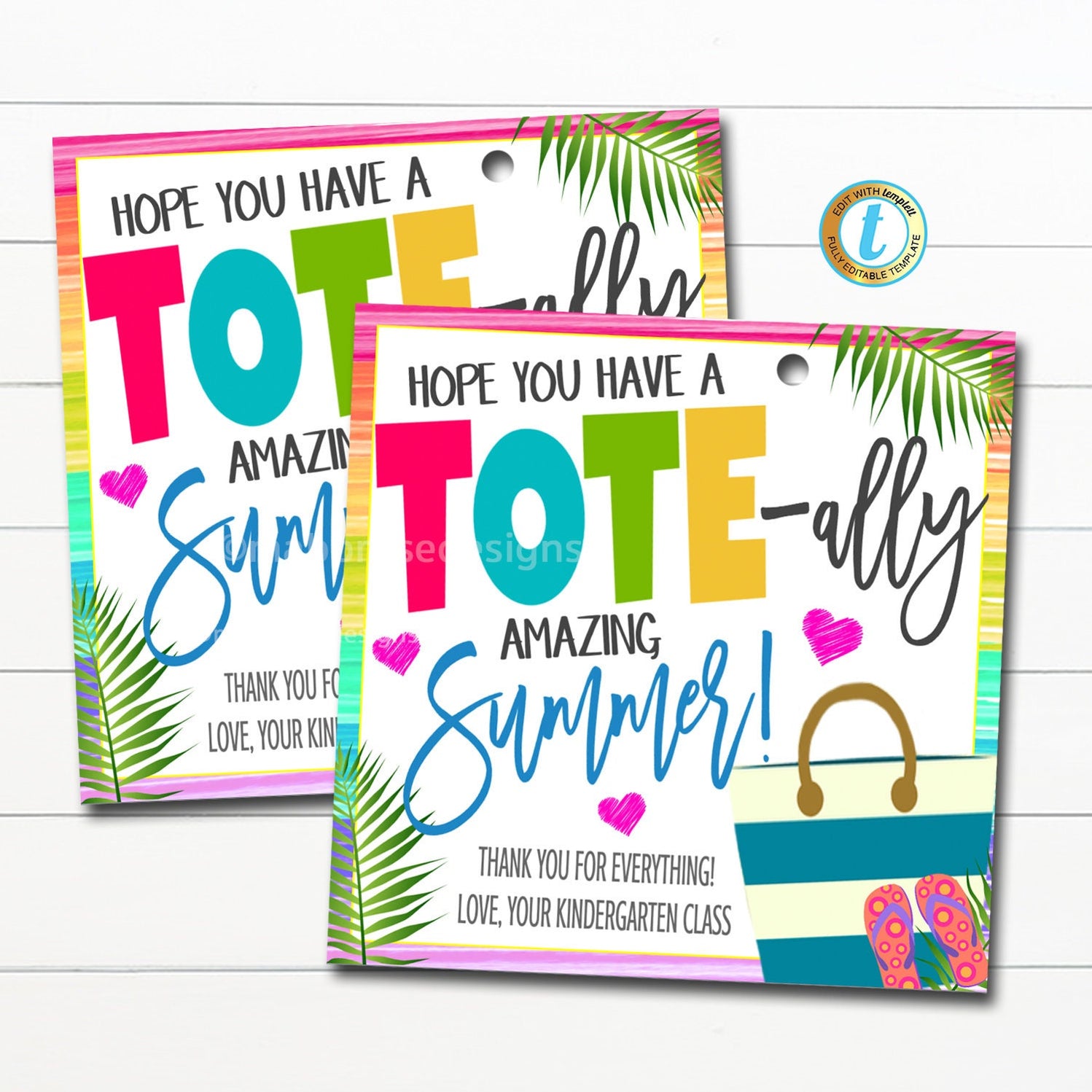 Tote Bag Summer Gift Tag, Beach Theme Teacher Appreciation — TidyLady ...