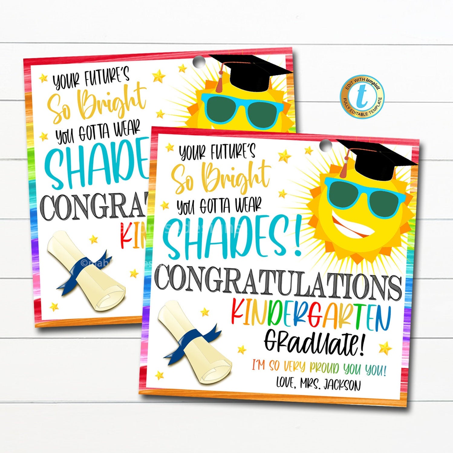 Future is so Bright Gift Tag, End of School Year Kids Graduation ...