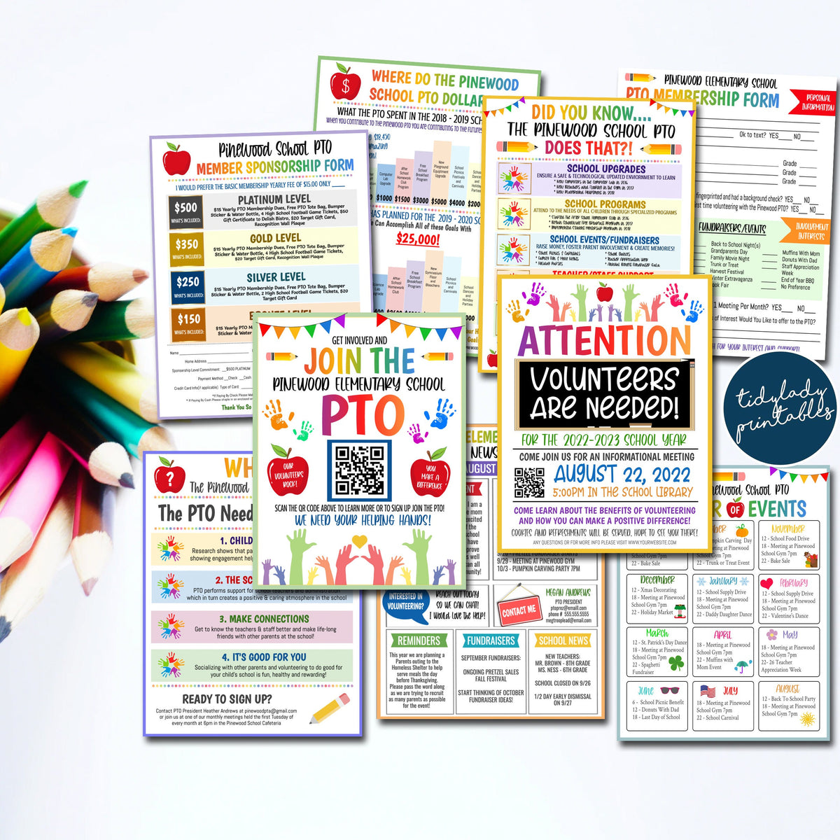 Editable PTO PTA Forms Bundle, Meeting Flyer, Volunteer Membership ...