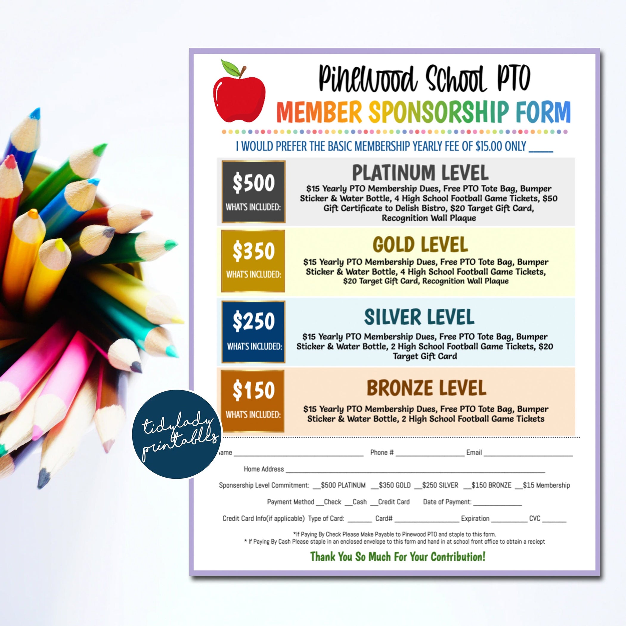 Editable PTO PTA Forms Bundle | Marketing School Fundraiser Event ...