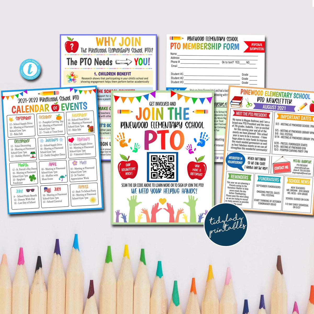 PTO Marketing Set | PTO Recruitment Forms — TidyLady Printables