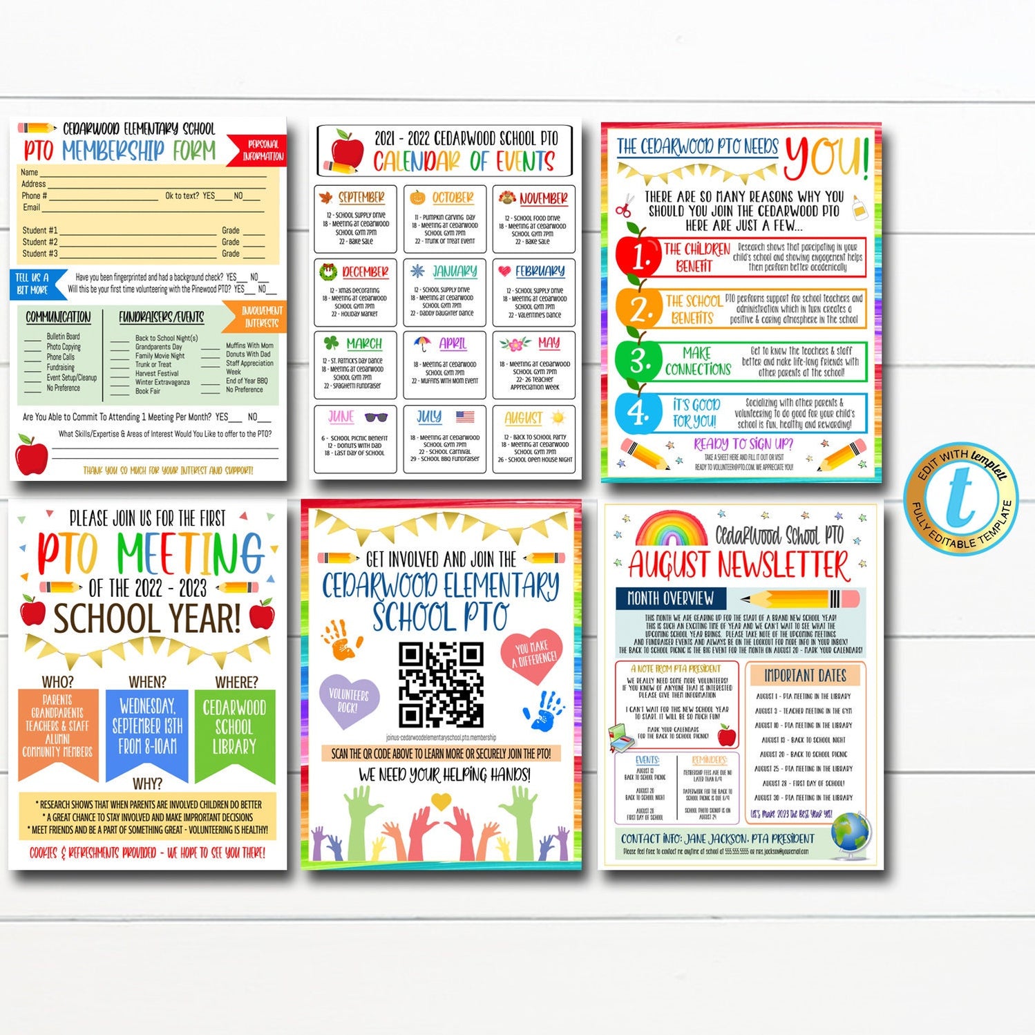 Editable PTO PTA Flyer Bundle | School Information Forms & Flyers ...