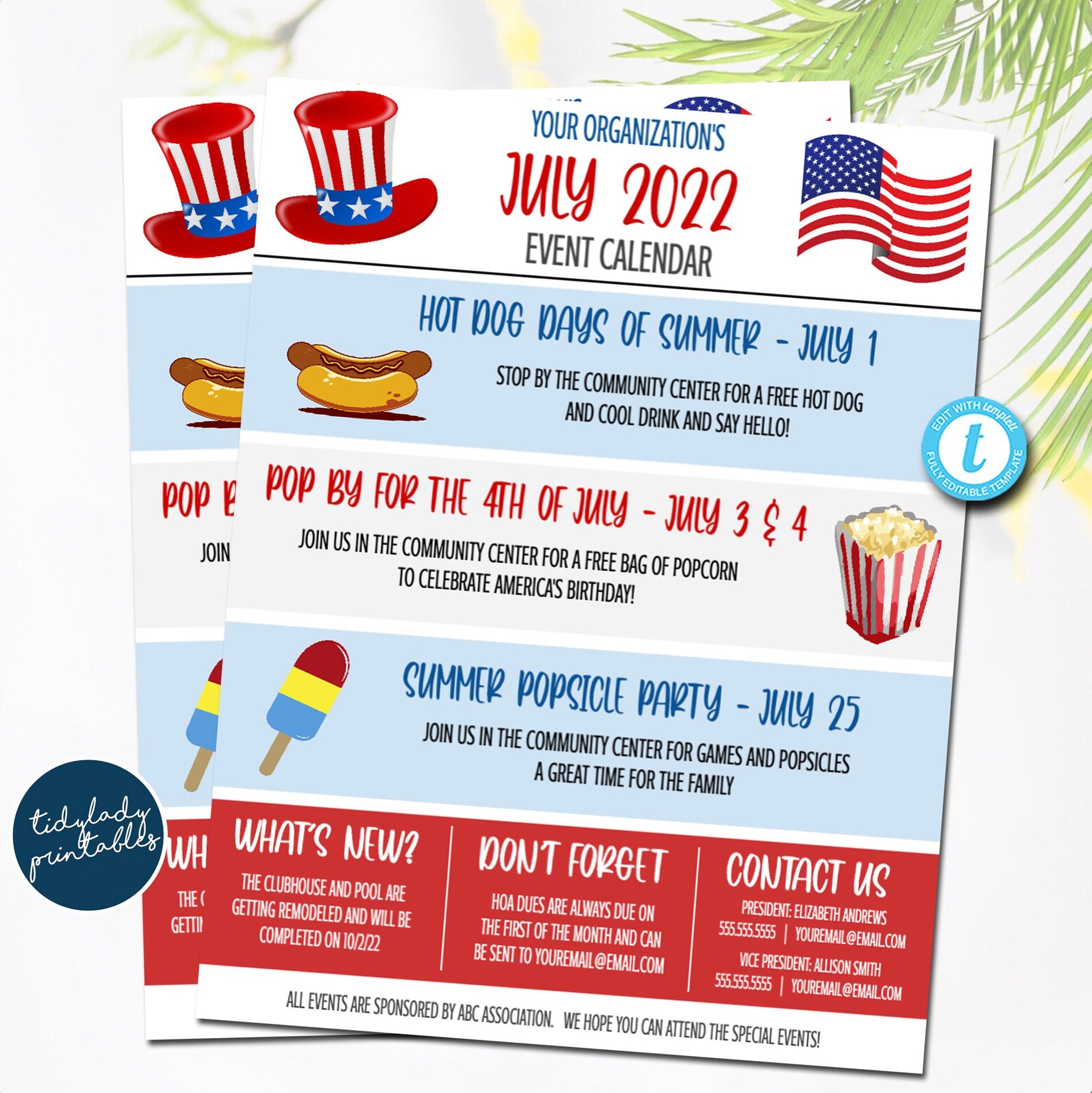 July Events Newsletter Flyer Template | TidyLady Printables