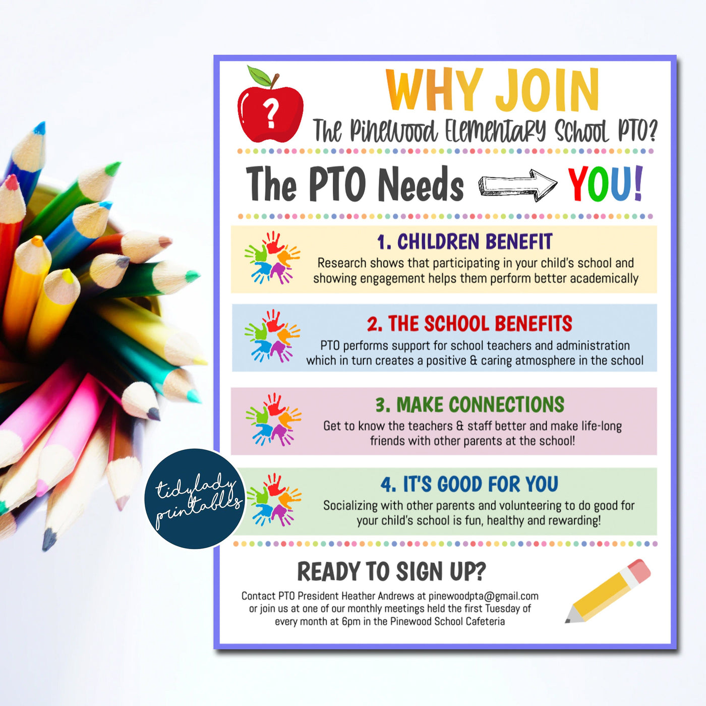 PTO Marketing Set | PTO Recruitment Forms — TidyLady Printables