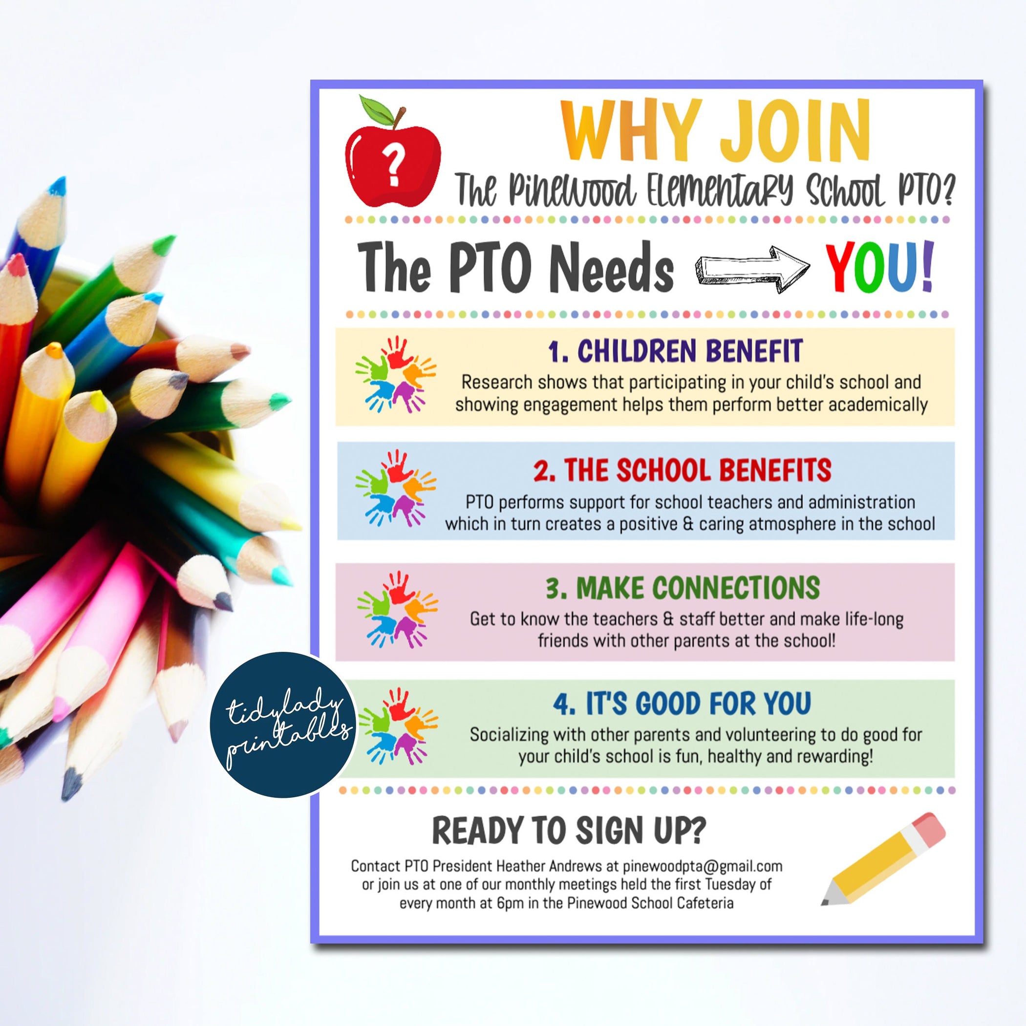 PTO Marketing Set | PTO Recruitment Forms — TidyLady Printables