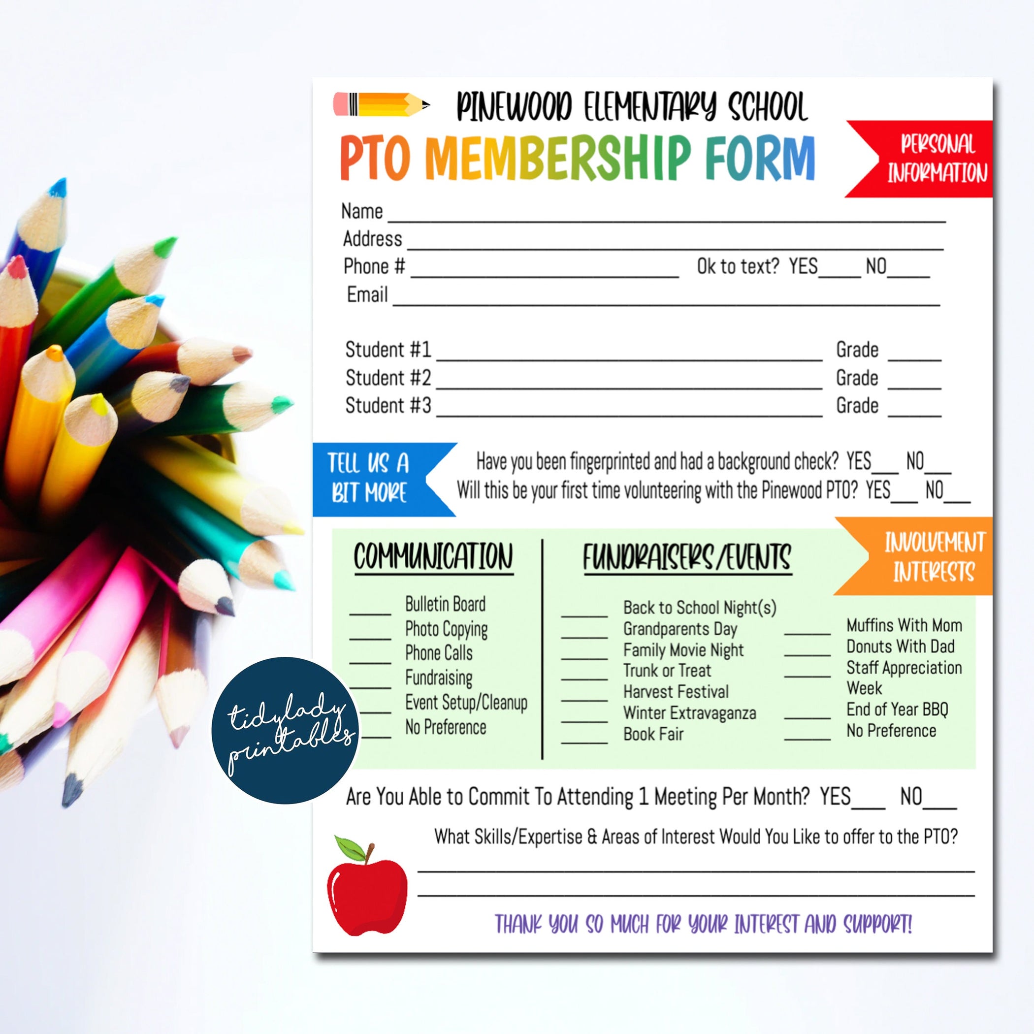 PTO Marketing Set | PTO Recruitment Forms — TidyLady Printables