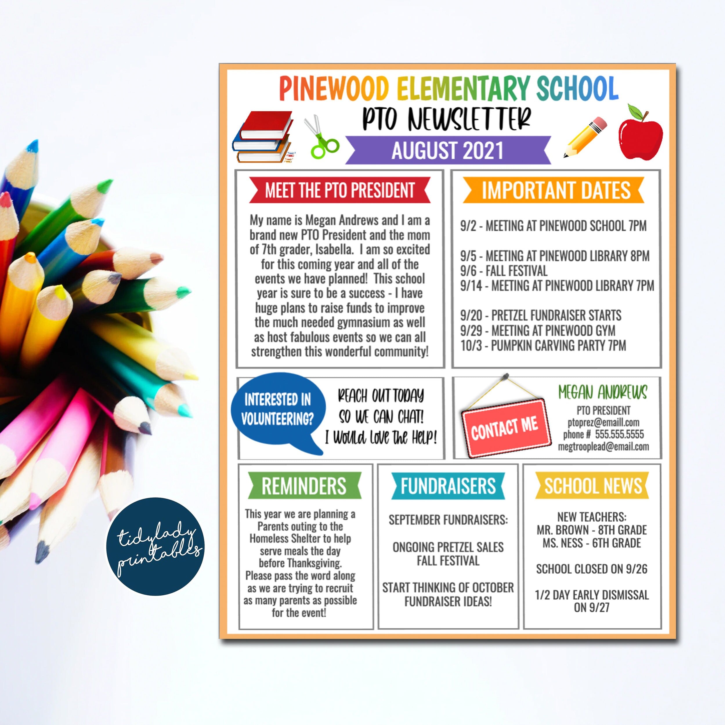 Editable PTO PTA Newsletter Flyer | School Year Fundraiser Event ...