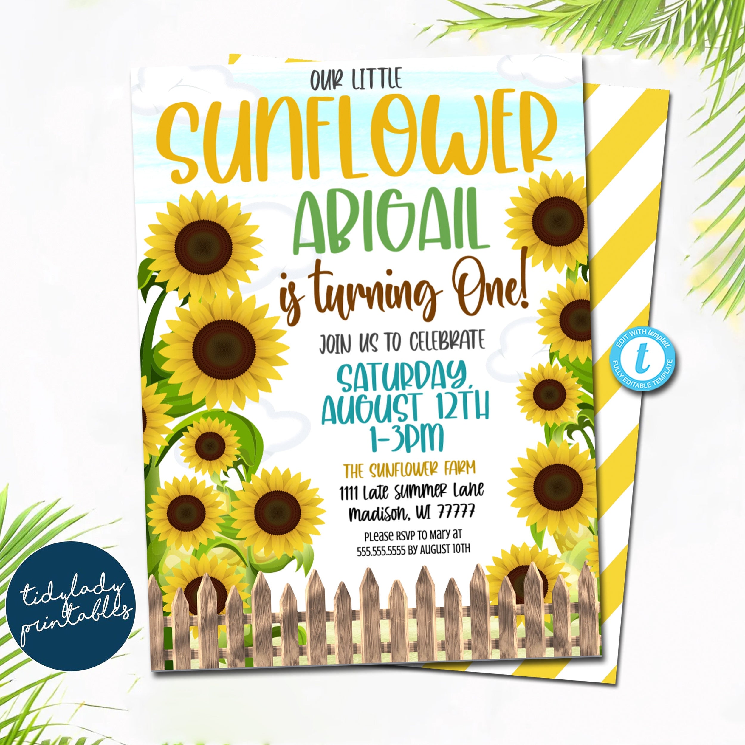Sunflower Birthday Invitation, Sunflower Farm Summer Birthday ...