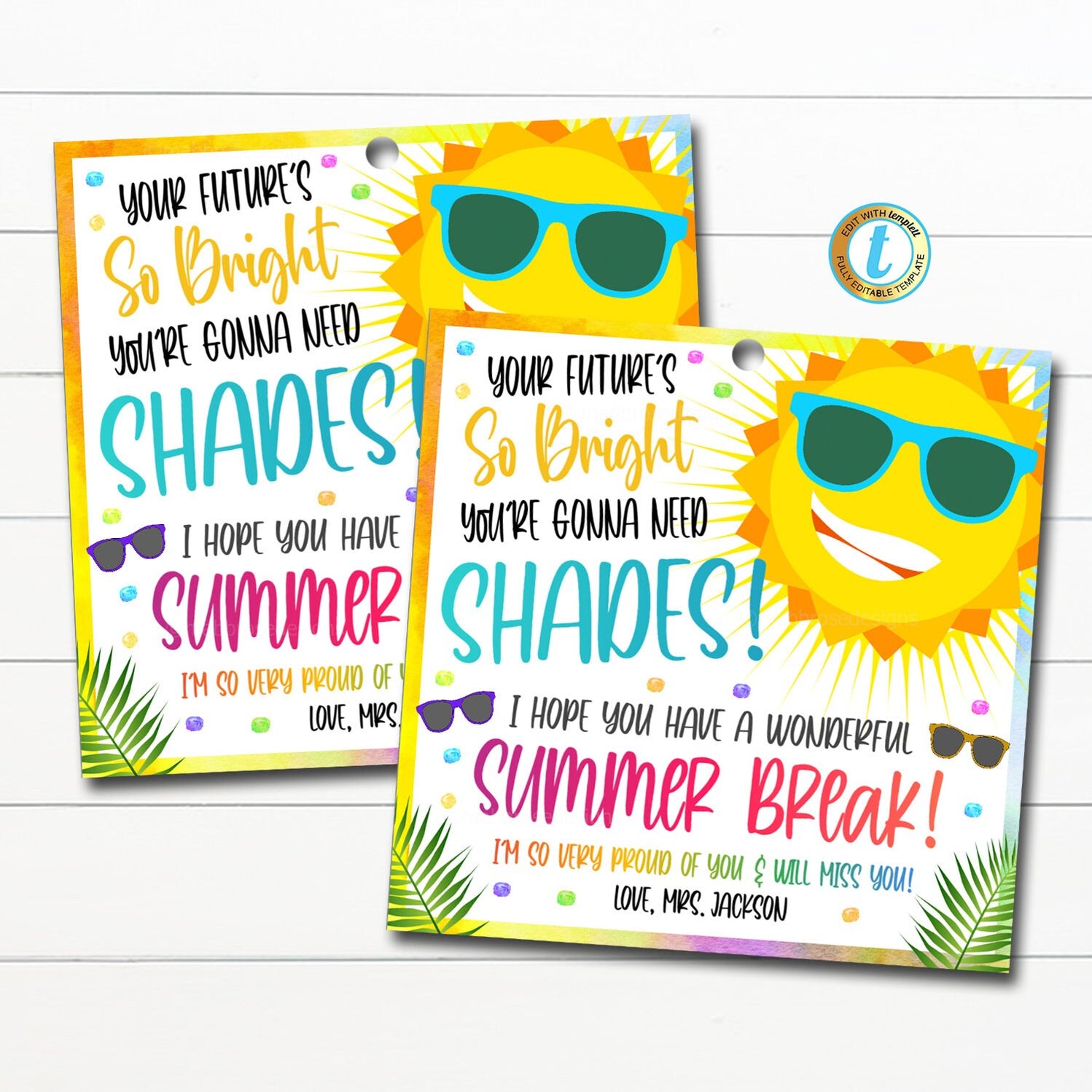 Future is so Bright Gift Tags, End of School Year Kids Gift Idea ...