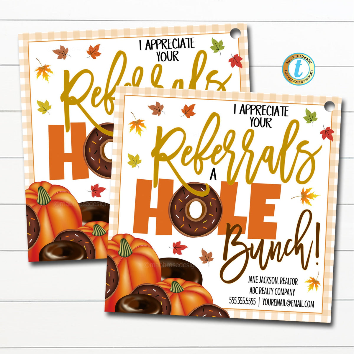 Fall Donut Realtor Pop By Tag, Halloween Referral Appreciation ...