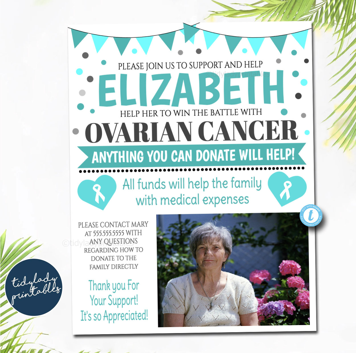Ovarian Cancer Benefit Fundraiser Flyer, Charity Event Poster ...