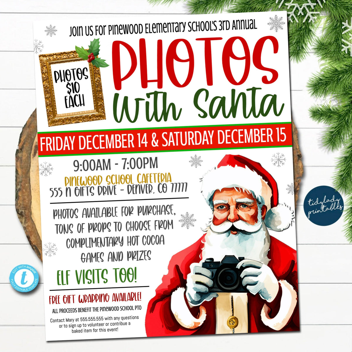 Photos With Santa Flyer Breakfast With Santa Christmas Invite