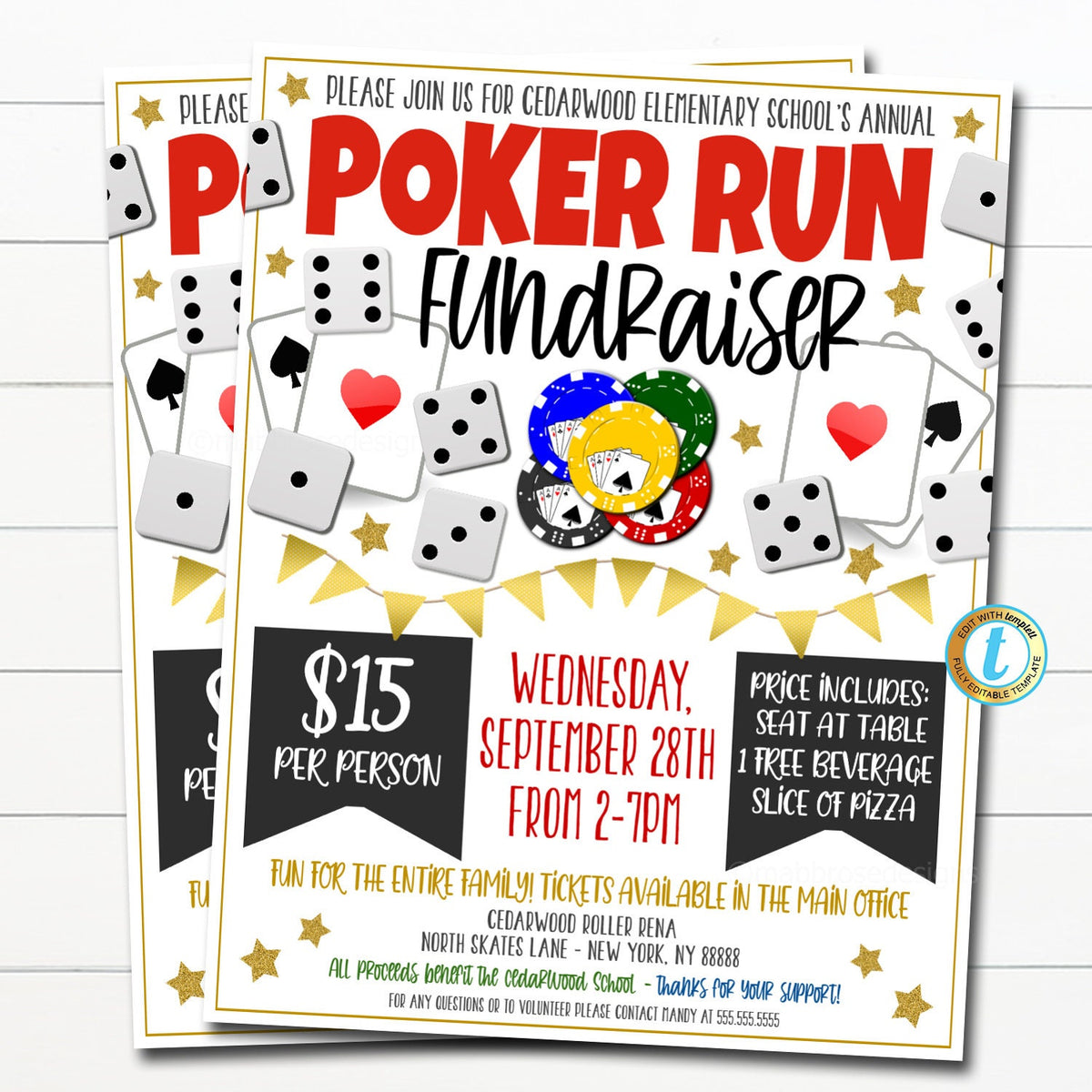Poker Run Fundraiser Flyer, Community Event Invitation — TidyLady ...