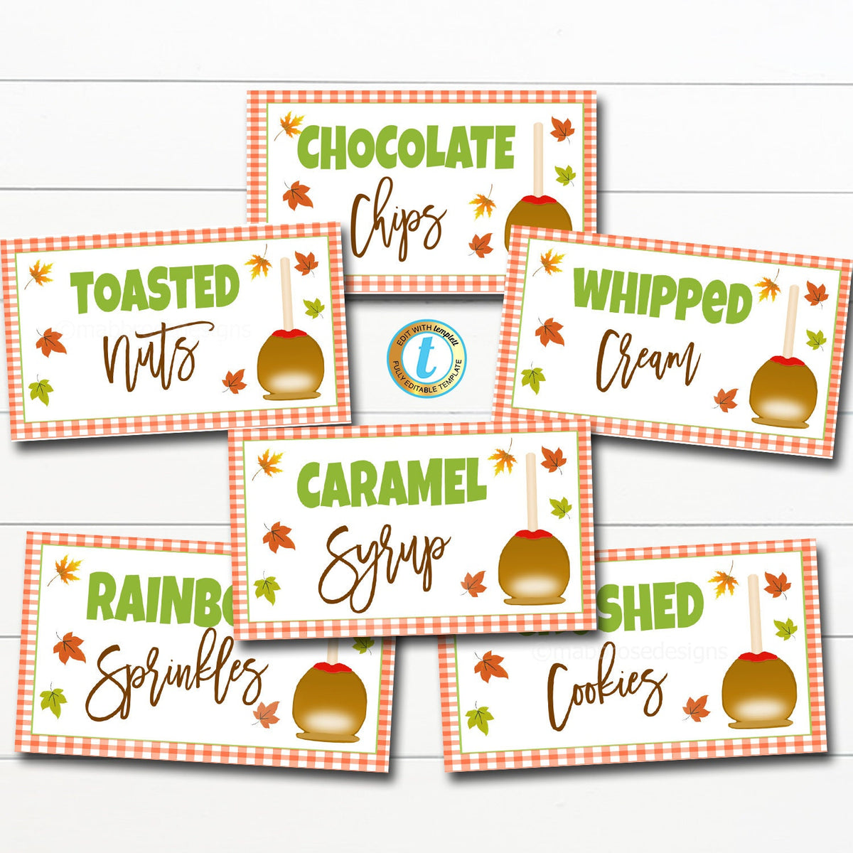 Caramel Apple Bar Food Tent Labels, Teacher Appreciation Party ...