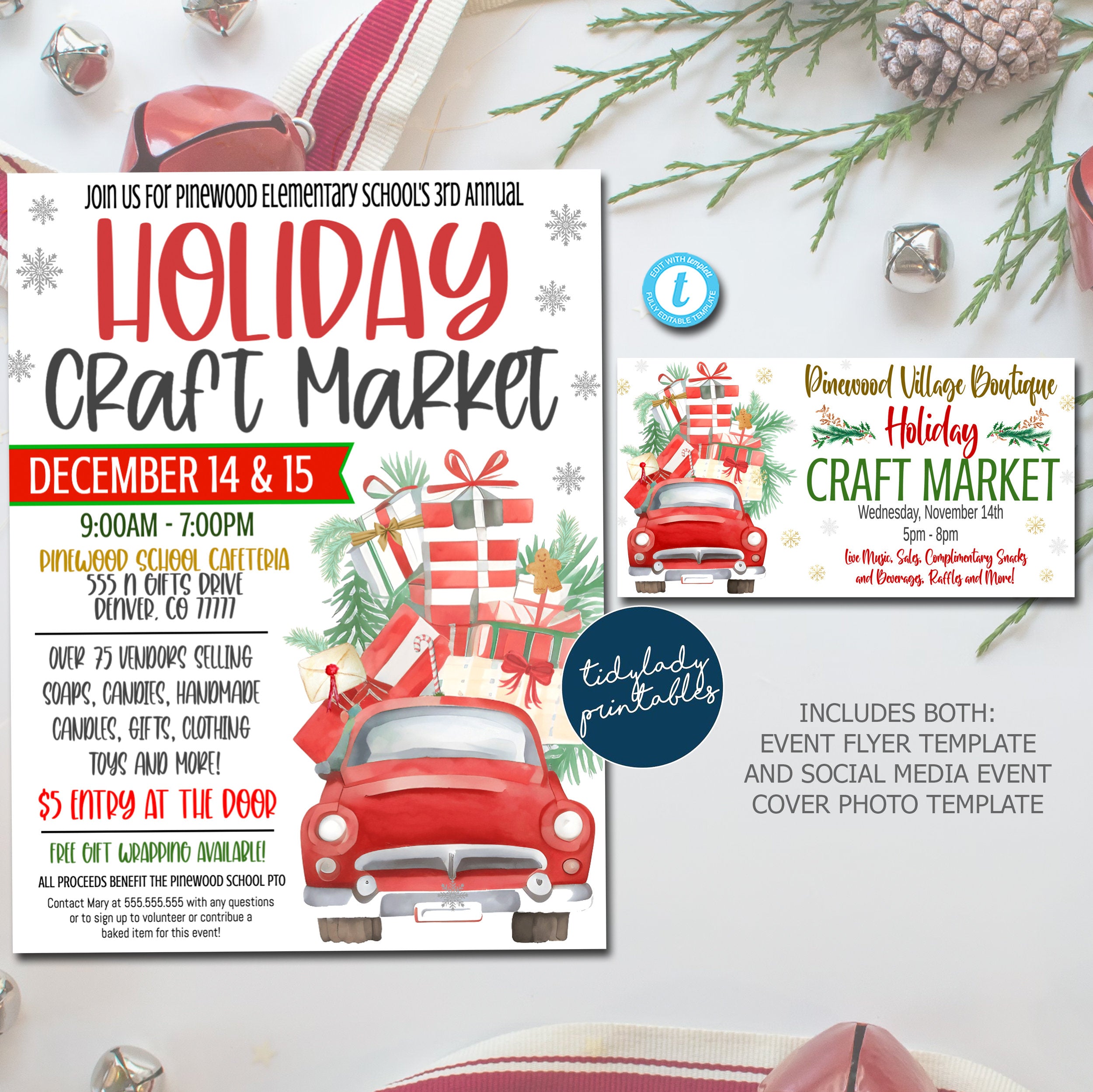 Holiday Market Flyer, Holiday Christmas Craft Show Festival — TidyLady ...
