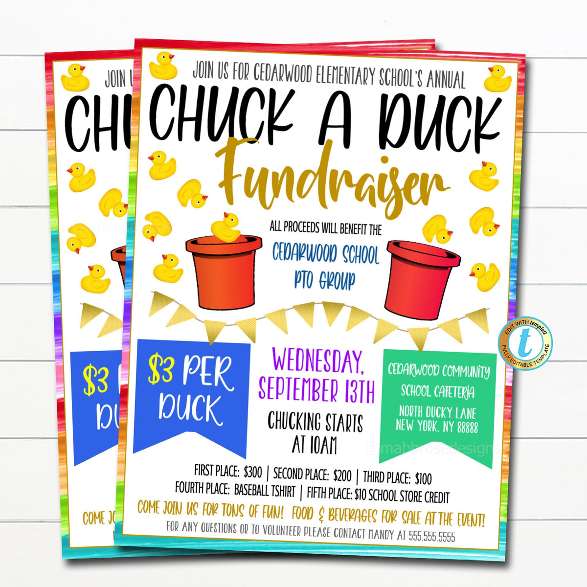 Chuck a Duck Fundraiser Flyer, Duck Throwing Contest Flyer — TidyLady ...