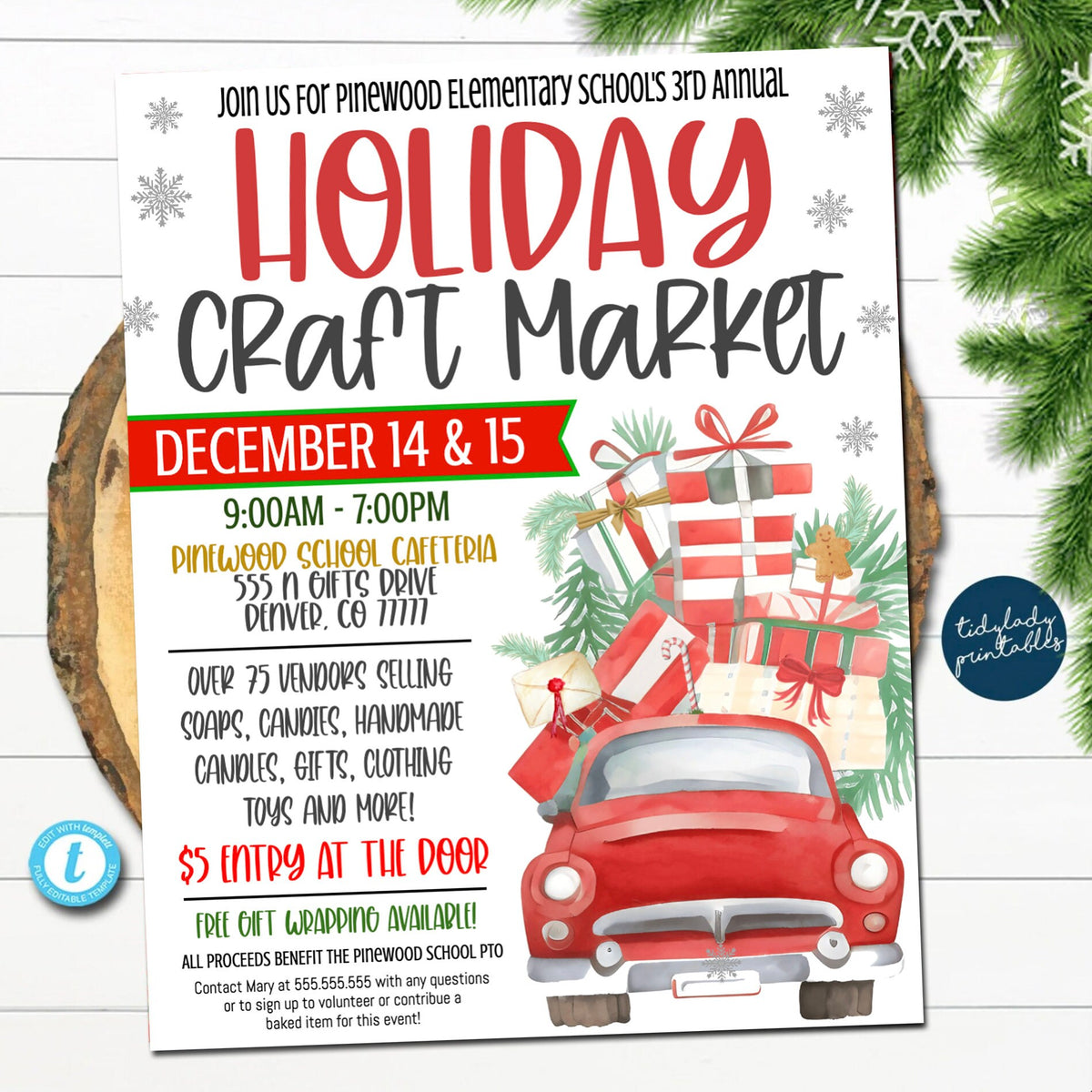Holiday Market Flyer, Christmas Craft Show, Bake Sale Flyer — TidyLady ...