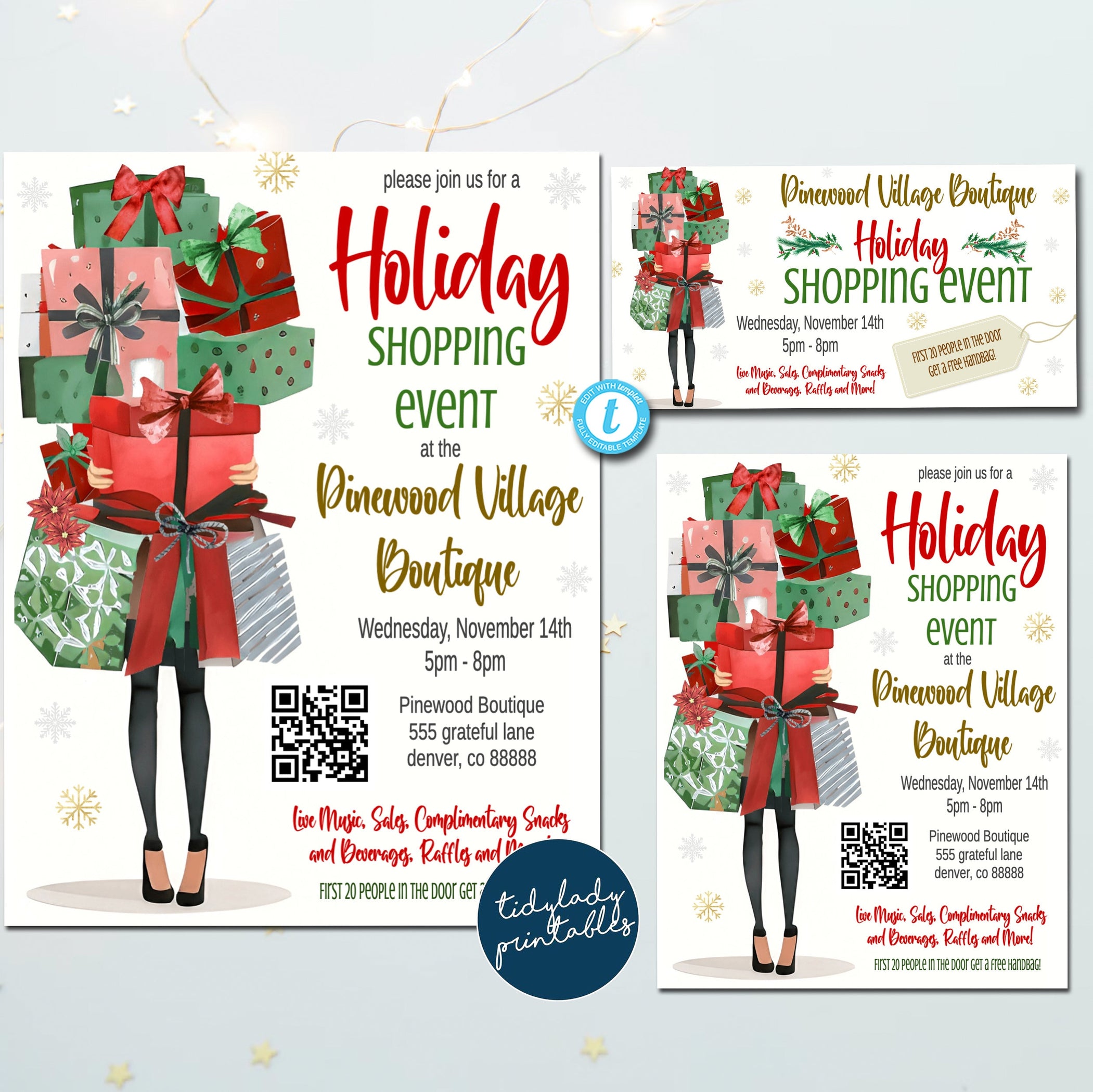 Christmas Shopping Set, Holiday Pop up Shop Boutique invite — TidyLady ...