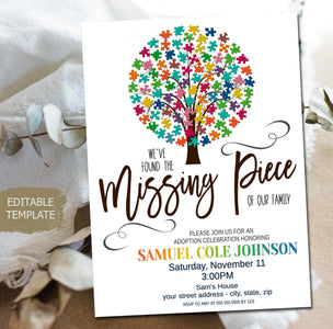 Family Tree Adoption Invitation, Rainbow Baby Adoption Party — TidyLady ...